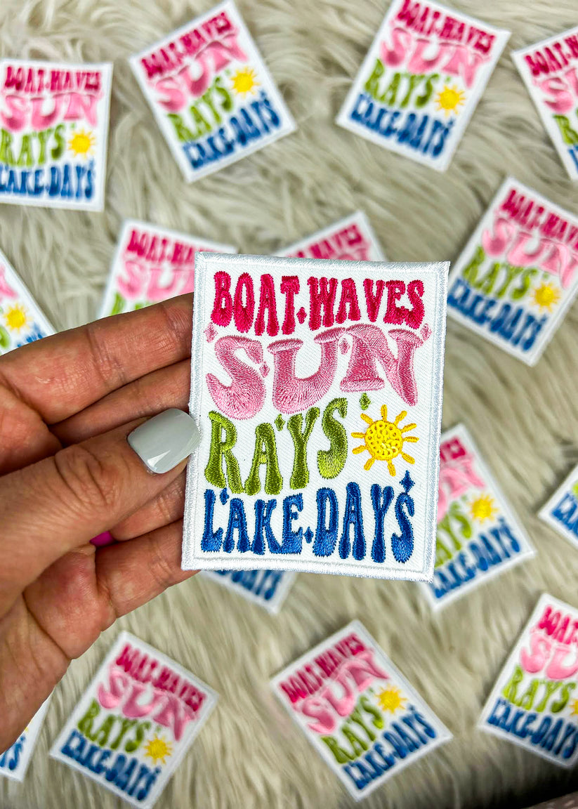 Boat Waves, Sun Rays, Lake Days Patch- Wholesale Iron On Patches ...