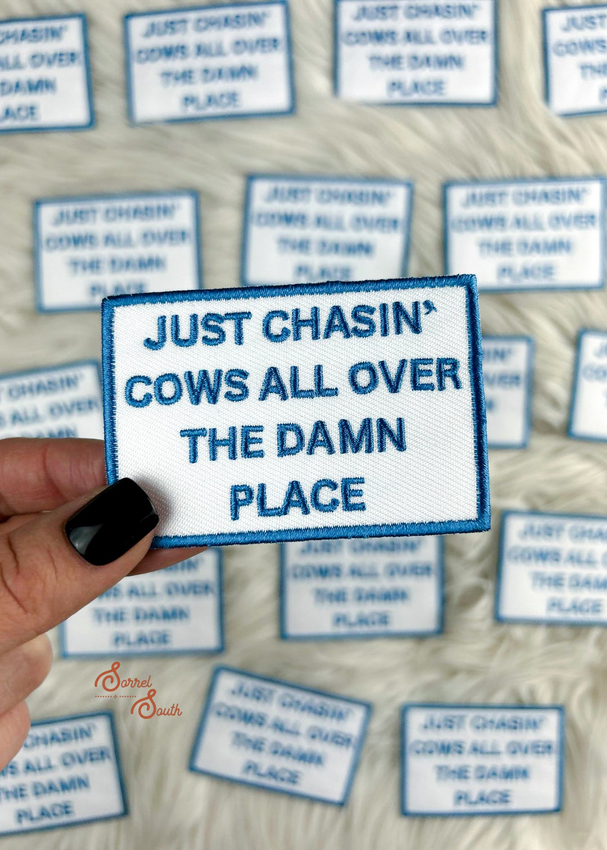 Just Chasing Cows Patch- Wholesale Iron On Patches – Sorrel South