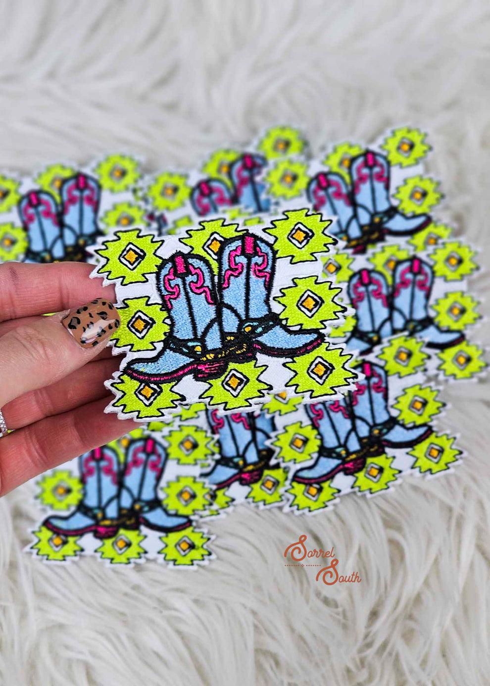 Neon Aztec & Boots Patch- Wholesale Iron On Patches – Sorrel South