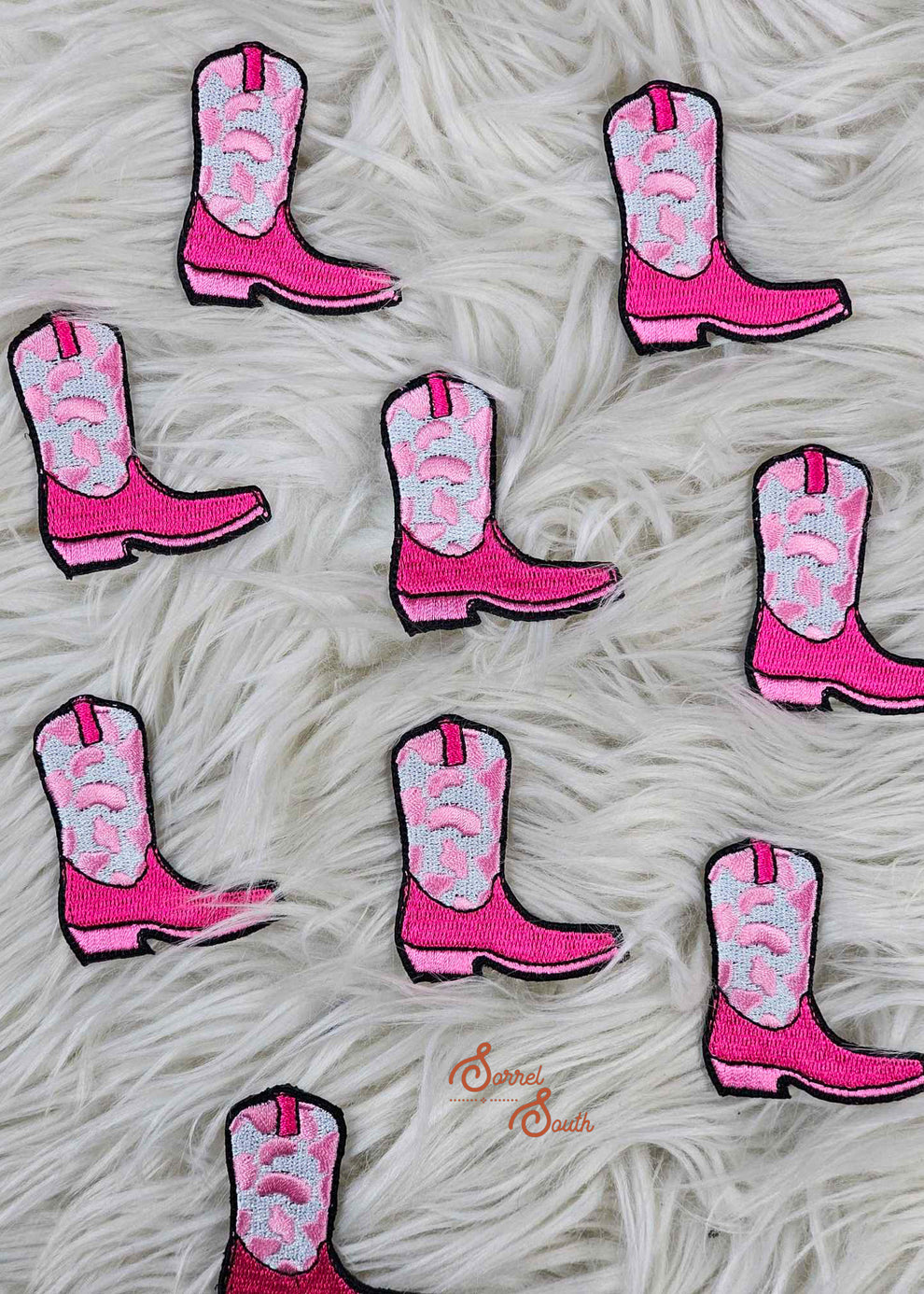 Pink Cowprint Cowgirl Boot Patch - Wholesale Iron On Patches – Sorrel South