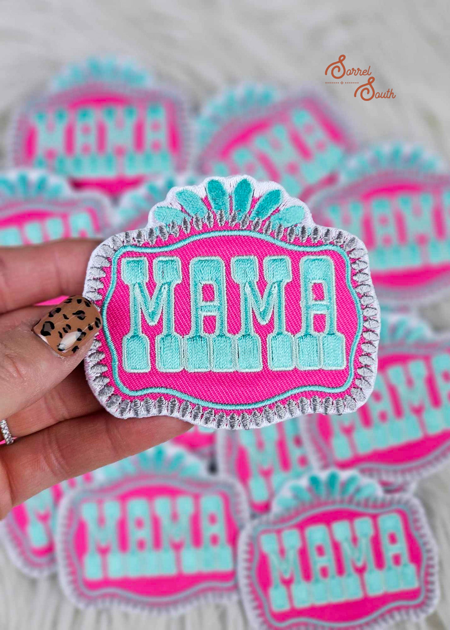 Pink Mama Buckle Patch- Wholesale Iron On Patches – Sorrel South