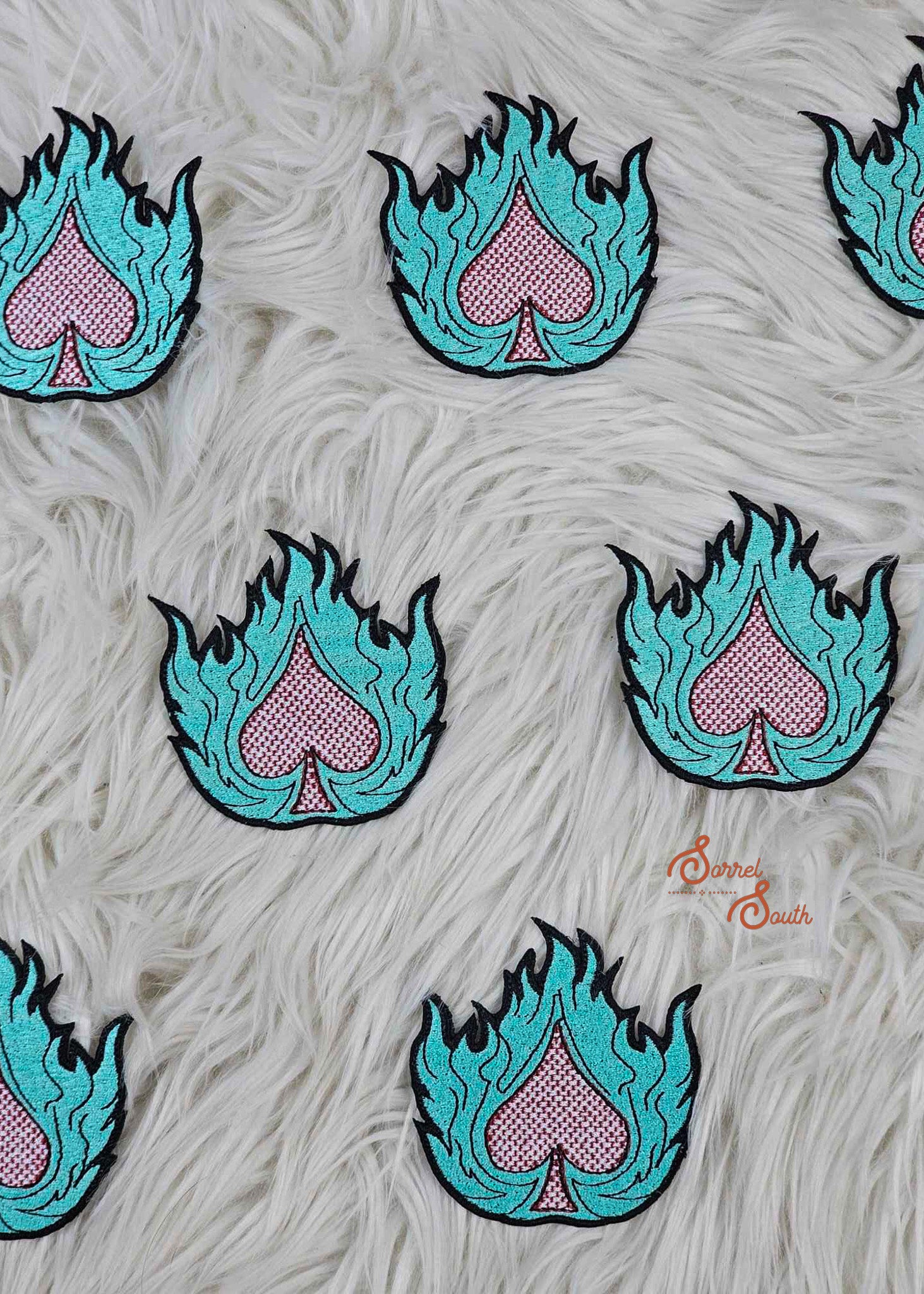 Turquoise Flame Spade Patch - Wholesale Iron On Patches – Sorrel South